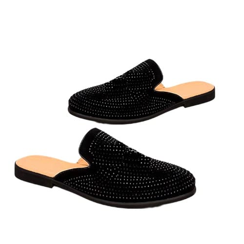 Men's Rhine Mules Stoned Half Shoes - Black | Konga Online Shopping