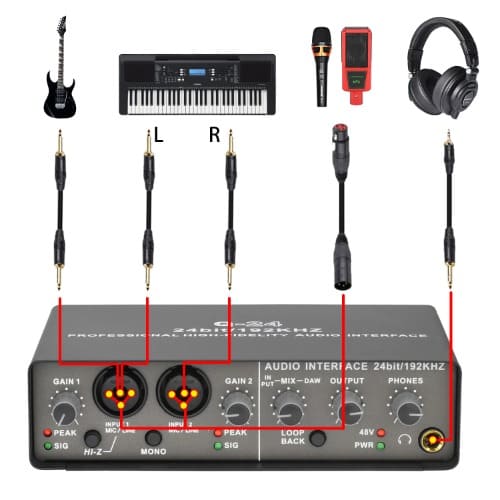 Q-24 Audio Interface Sound Card With Monitor Mixing Console | 5997939 ...