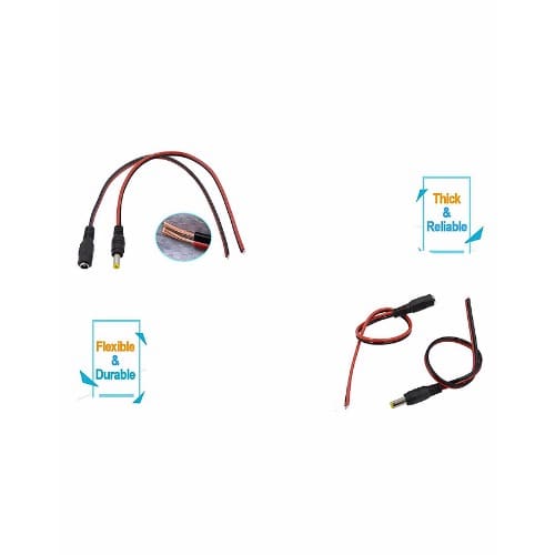 Comaat 10 Pairs DC Power Pigtail Cable Male & Female CCTV Security ...