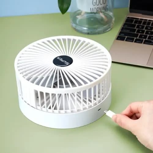 USB Adjustable Rechargeable Fan - White | Konga Online Shopping