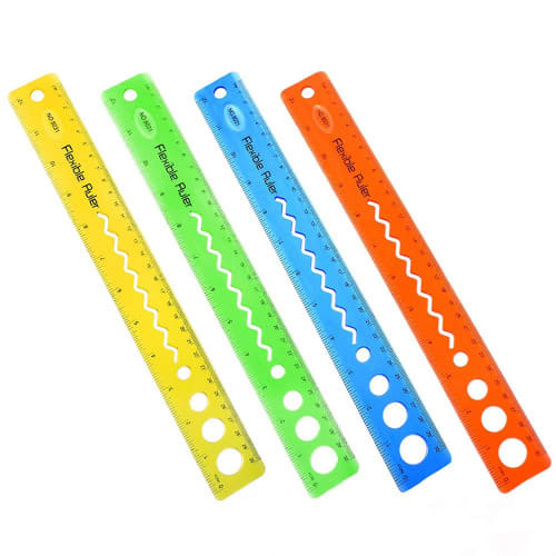 Flexible Ruler - 30cm Long - Set of 4 Pieces of Different Colours ...