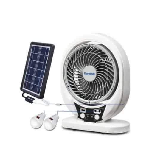DuraVolt Rechargeable Table Fan + Solar Panel + 2 Led Bulbs - 7 ...