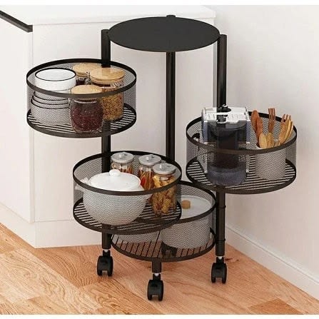 Fruit And Vegetable Rotating Basket Rack - 4 Layers With Free Gift ...