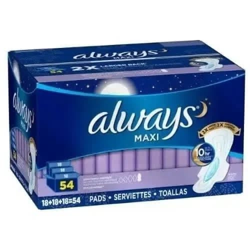 Always Extra-heavy Overnight Maxi Pads With Flexi-wings - 54 Count ...