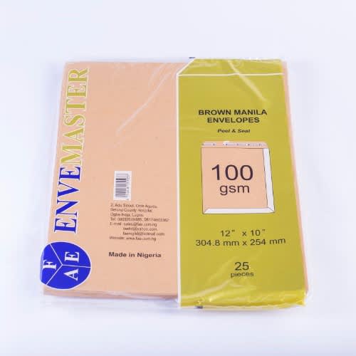 FAE - Envemaster Envelopes - A4 Size 12x10 Inches - 25 Pieces - Brown ...