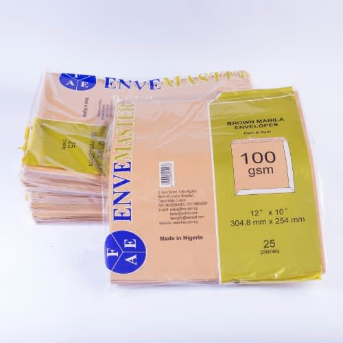 FAE - Envemaster Envelopes - A4 Size 12x10 Inches - 25 Pieces - Brown ...