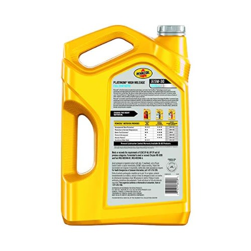 Pennzoil 5w-30 Platinum High Mileage Full Synthetic Motor Oil - 4.73l ...