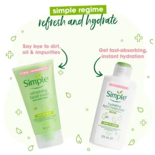 Simple Refreshing Face Wash & Hydrating Light Moisturizer - 150ml ...
