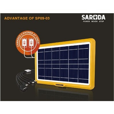 Saroda 6v 6w Multi Plugs Solar Panel For Mobile Phones, Led Lights ...
