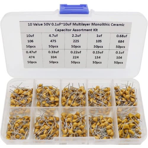 Multilayer Monolithic Ceramic Capacitor Kit - Set 0.1uf - 10 Values ...