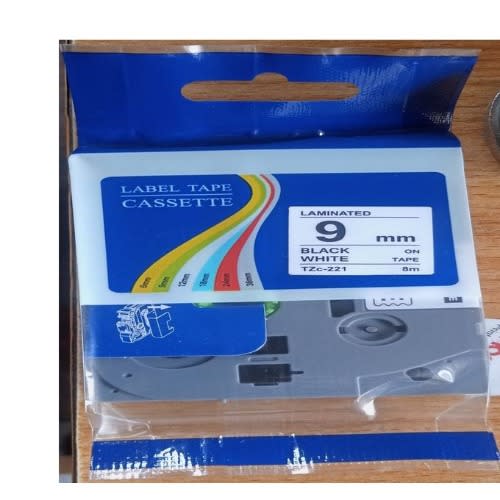 Brother Label Tape Cartridge Tzc-221 For Brother P Touch 9mm Black On ...