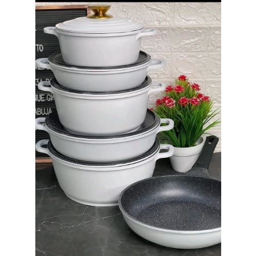 Haus Roland Granite Coated Non Stick Cookware/pot - 11pieces -White ...