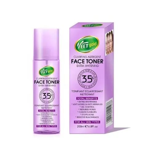 Veet Gold Clarifying Astringent Face Toner Extra Whitening - 200ml ...