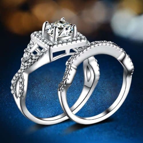 Silver Halo 925 Diamond Ring Set | Konga Online Shopping