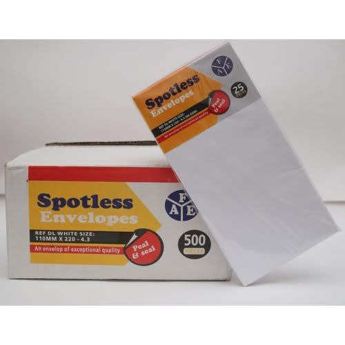 FAE ENVELOPES - Spotless Envelope - 4.3 X 8.7 - Dl- 500 Pieces - White ...
