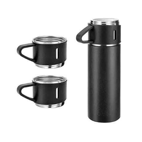Vacuum Flask Set + 2 Cups - 500ml - Black | 6467265 | Konga Online Shopping