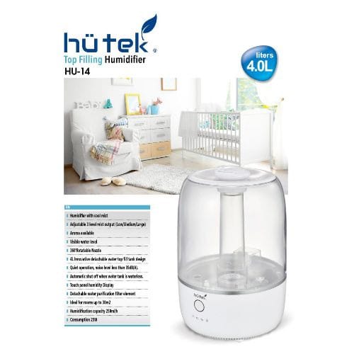 Hutek - Cool Mist Ultrasonic Top Filling Air Humidifier - HU-14 - 25W ...