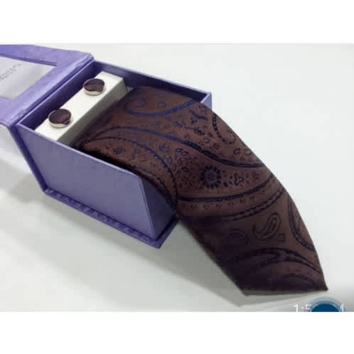 Charles Tyrwhitt Executive Brown Tie with Cufflinks & Pocket Square ...