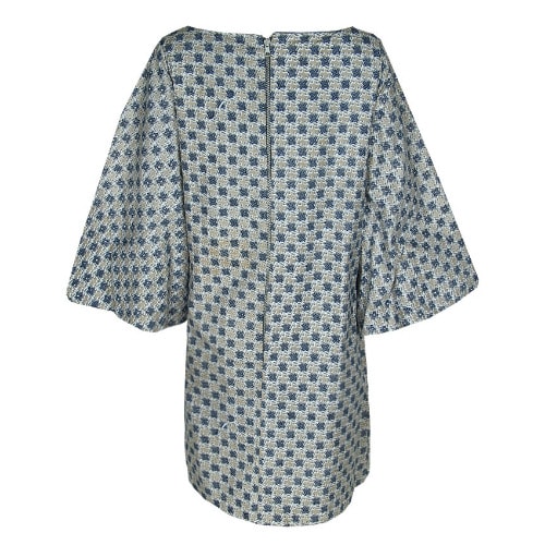 Full Stoned Ankara Dress With Flared Sleeves - Blue & Grey - Lg-4473 ...