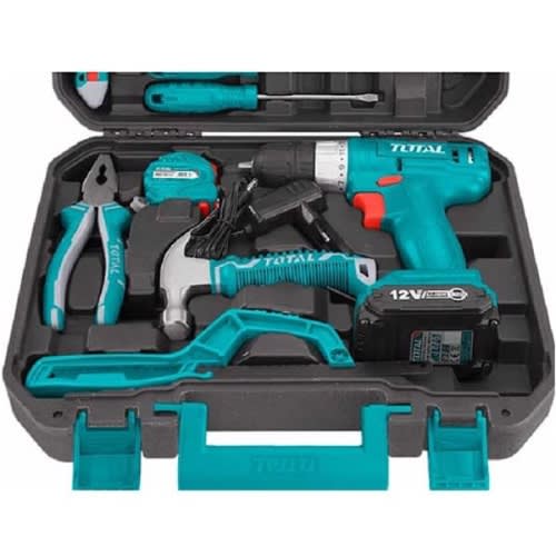 Total Screwdriver Tools Set With 12v Cordless Drilling Machine - 128pcs ...