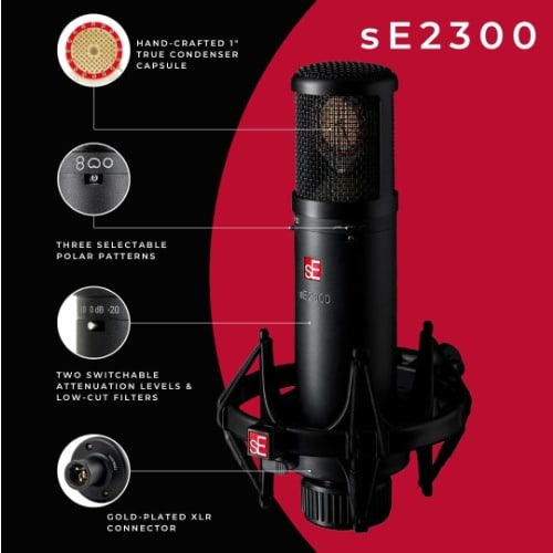 Se Electronics - 2300 Multi Pattern Large Diaphragm Condenser Mic Black ...