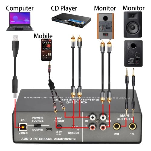 Q-24 Audio Interface Sound Card With Monitor Mixing Console | 5997939 ...
