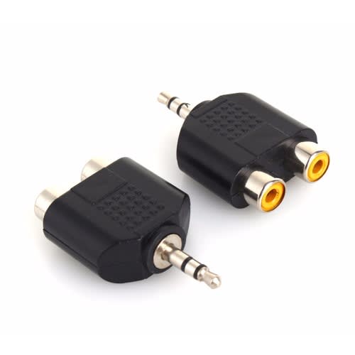 Male Jack To 2 Dual RCA Female Plug AV StereoAudio Adapter Y Plug ...
