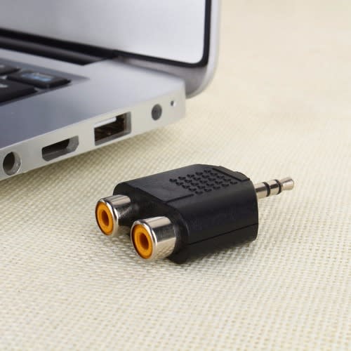 Male Jack To 2 Dual RCA Female Plug AV StereoAudio Adapter Y Plug ...