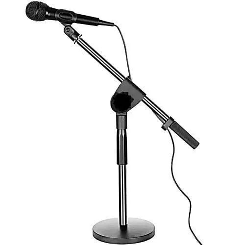 Table Microphone Stand - Desktop Mic Stand With Round Base - 6" X 12 ...