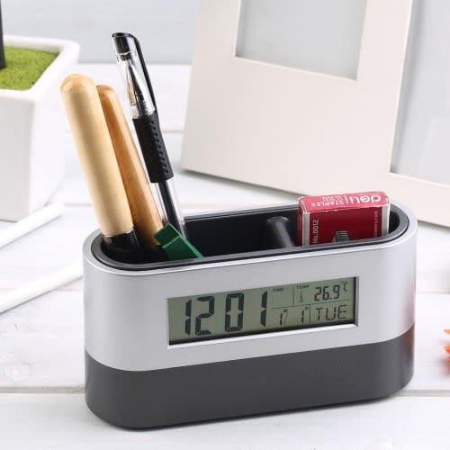 Oval Pen Stand With Digital Clock | Konga Online Shopping
