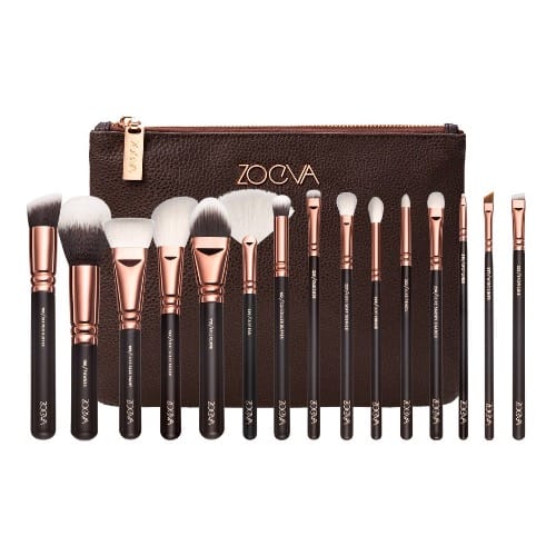 Zoeva 15 Pc Rosegold Makeup Brush Set With Coffee Brown Clutch ...