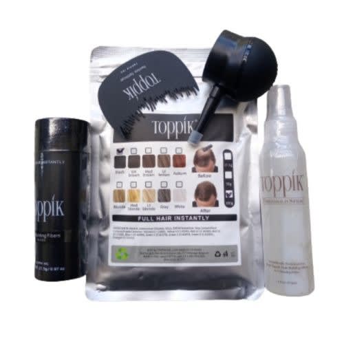 Toppik Black Hair Fiber 27g + Refill Pack 50g + Applicator, Optimizer ...