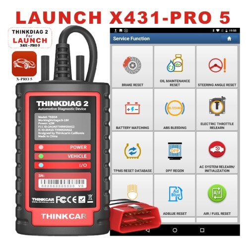 Launch X431 Launch Pro 5 Car Scanner With Thinkdiag 2 Connector ...