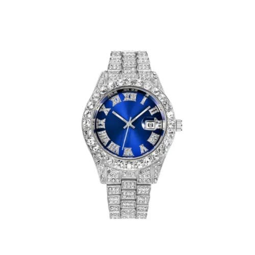 Men's Iced Cuban Bracelet And Quartz Watch Set - Silver | 5850239 ...