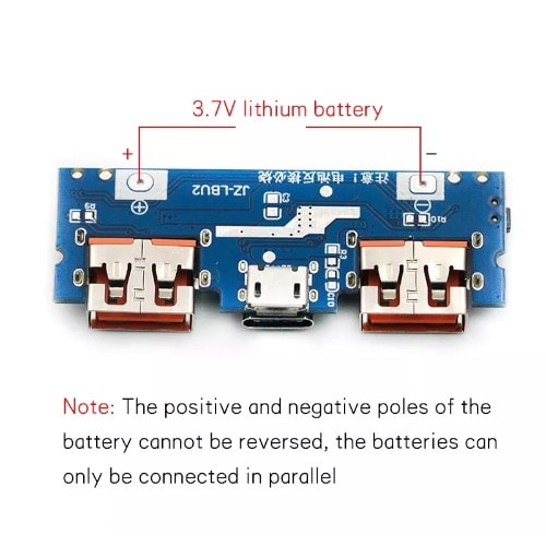 Micro/Type-C Dual USB 18650 Battery Charger Power Bank Module With LED ...