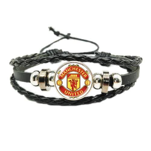 Manchester United Football Club Logo Adjustable Leather Rope Bracelet ...