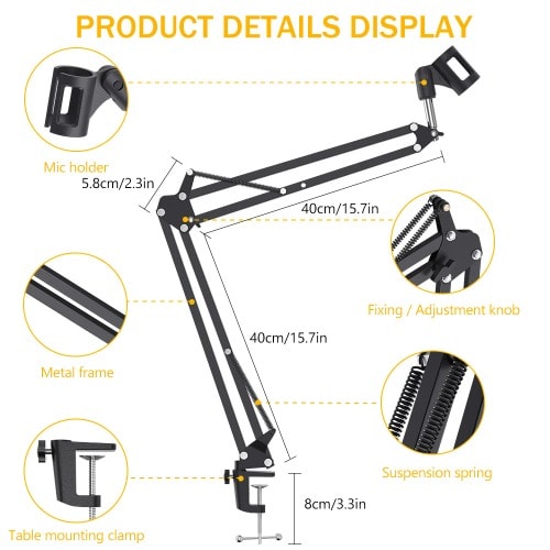 Adjustable Microphone Suspension - Scissor Arm Stand Holder With ...