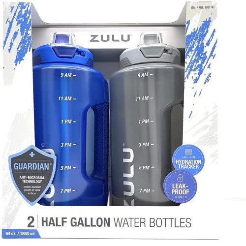 Zulu Water Bottles With Hydration Tracking Time Markers - 2 Pack - 64 ...