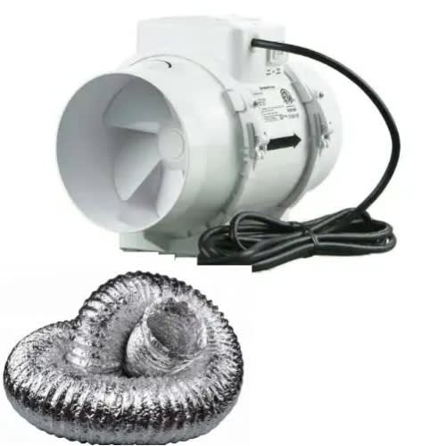 Mixed Flow In-line Duct Exhaust Fan With 5.5 Meter Air Duct Hose ...