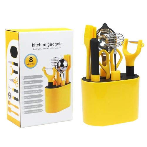Multi Purpose Kitchen Gadgets- 8 Piece Set - Yellow | Konga Online Shopping