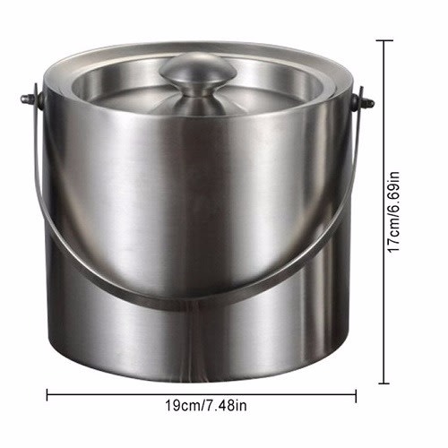 Double Deck Stainless Steel Ice Bucket With Lid - 2 Liters | 6336407 ...