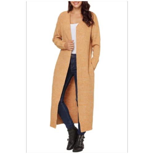 Fashion Woman Women Open Front Knit Long Cardigan - Yellow | 6863456 ...