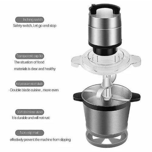 Stainless Steel Bowl Electric Food Processor + Meat Mincer & Yam ...