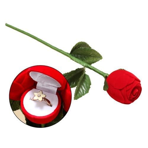 Velvet Rose Ring Box With Leaf Stem Holder - Red | Konga Online Shopping