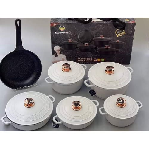 Haus Roland Granite Coated Non Stick Cookware/pot - 11pieces -White ...