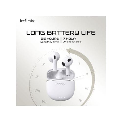 Infinix Buds Lite Xe23 Enc Wireless Earbuds Powerful Sound - White ...
