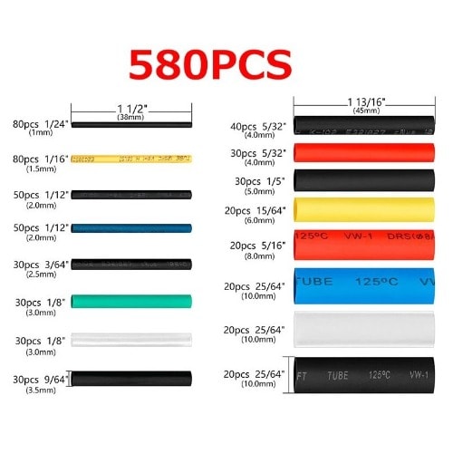 Boxed 580 Pieces Assorted Heat Shrink Wire Insulation Tube | Konga ...