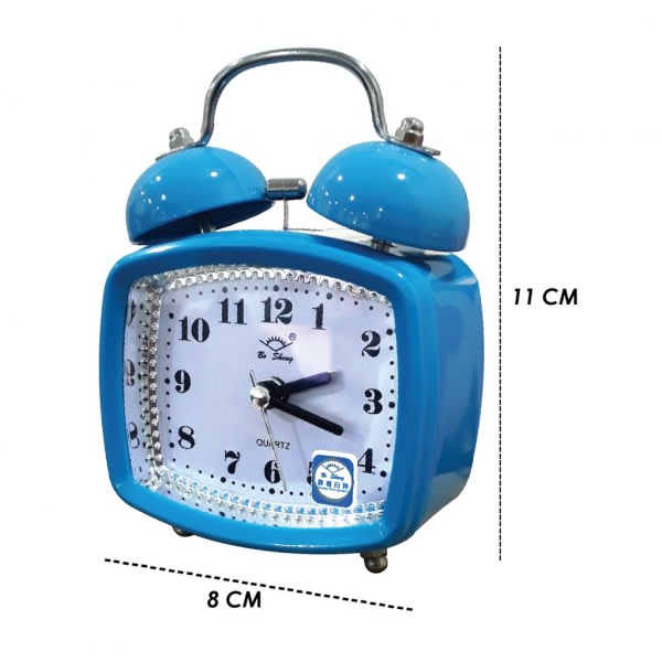 Square Alarm Clock With Double Bells - Blue | Konga Online Shopping