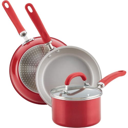 Rachael Ray Classic Brights 10 Piece Porcelain Enamel Nonstick Cookware
