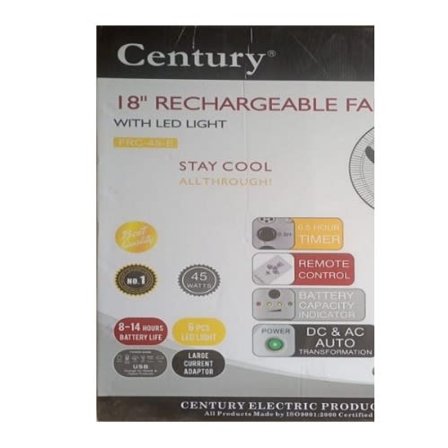 Century Rechargeable Standing Fan - ac/dc - 18inches | Konga Online ...